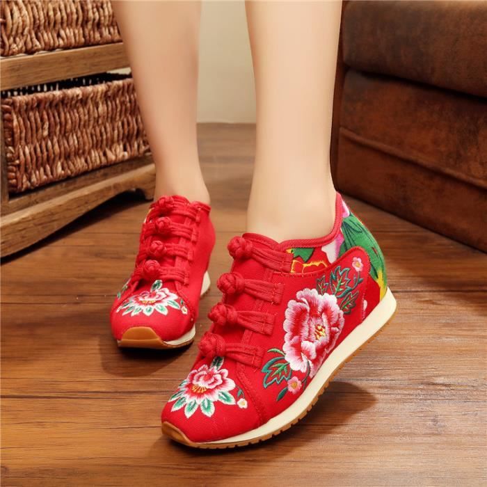 Baskets Chaussures Fille Femme Rouge - Cdiscount Chaussures