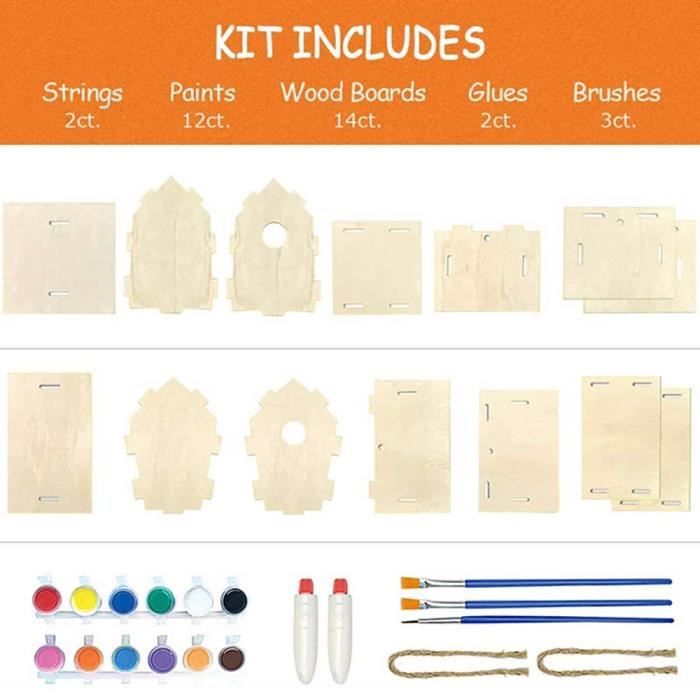 Kit Doodle Doodle Kit DIY Bird House Kit comprenant des peintures et ...