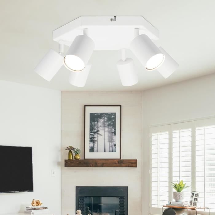 Plafonnier Led 6 Spots Orientables Luminaire Plafonnier 6 Spots Gu10