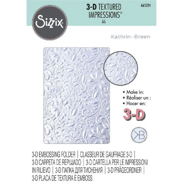 Plaque d'embossage - SIZZIX - Lacey - 3-D - Compatible Big Shot - A5 ...