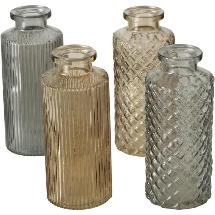 ReWu Lot de 4 vases décoratifs en verre en forme de bouteille avec la ...