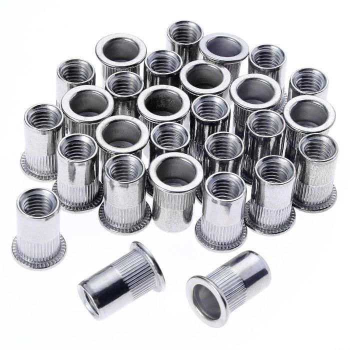 HSEAMALL Lot de 100 écrous à rivets M8 en acier inoxydable, tête plate ...