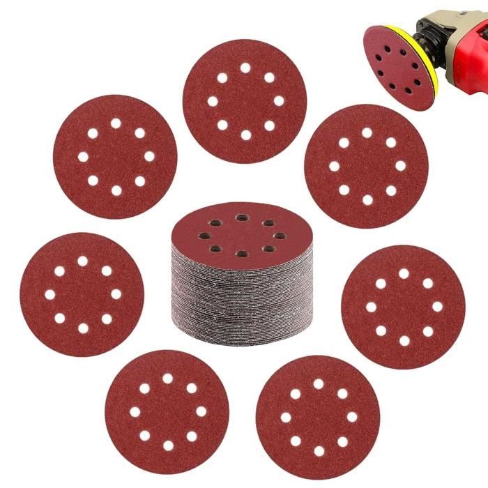 HIUOUIH Lot de 100 Disque Poncage 125mm Papier Abrasif Ponceuse ...