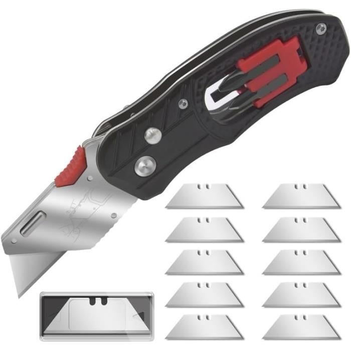 2 En 1 Cutter Professionnel Pliant, Couteau Professionnel Rétractable ...