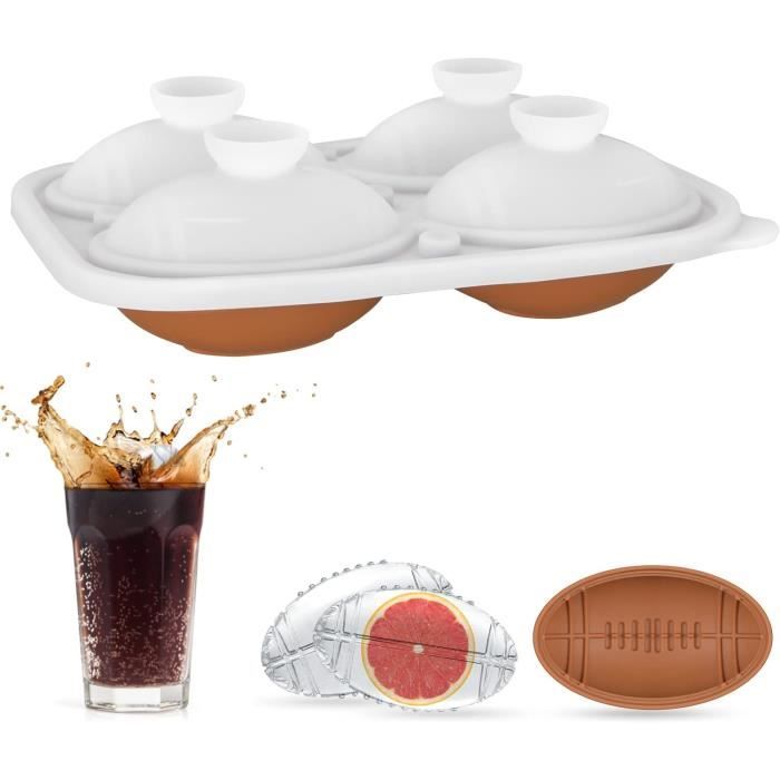 Lot De 4 Moules À Glaçons En Silicone 3D Rugby Ball - Marron - Avec ...