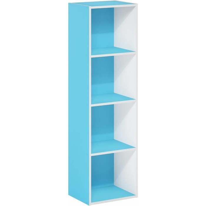 Pasir Bibliothèque Ouverte À 4 Niveaux, Blanc-Bleu Clair, 4-Tier Cube ...