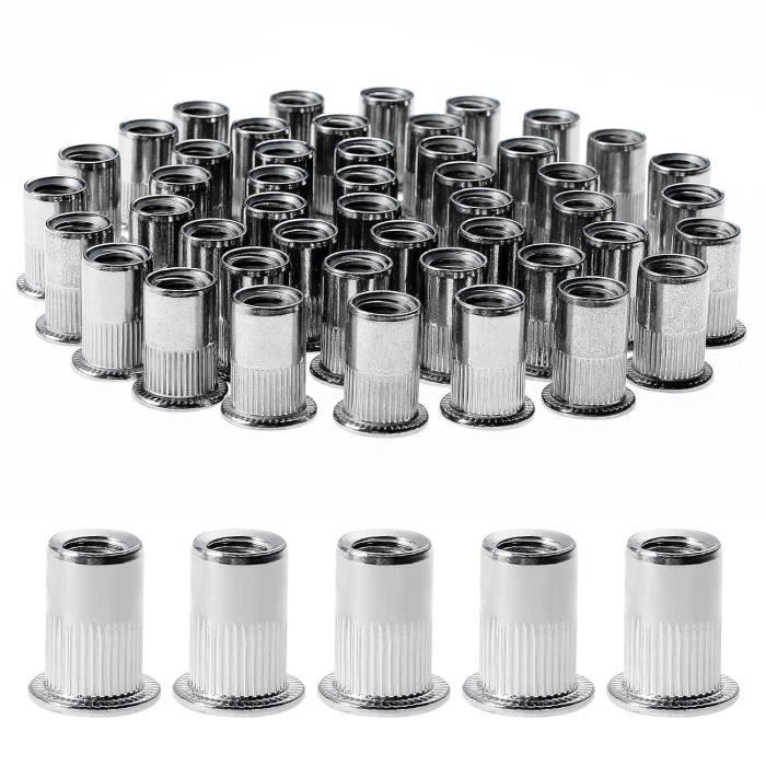 100 Pièces Rivet Ecrou M8, Écrous À Rivets En Acier Inox, Assortiment ...