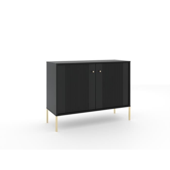 Commode - VIVALDI - ISEO 2D - Noir/Dore - 2 Tiroirs - Style ...