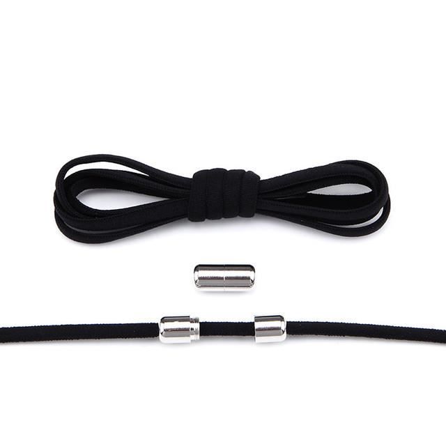 LACET DE CHAUSSURE,Black--Lacets De Chaussures Ronds Élastiques En ...