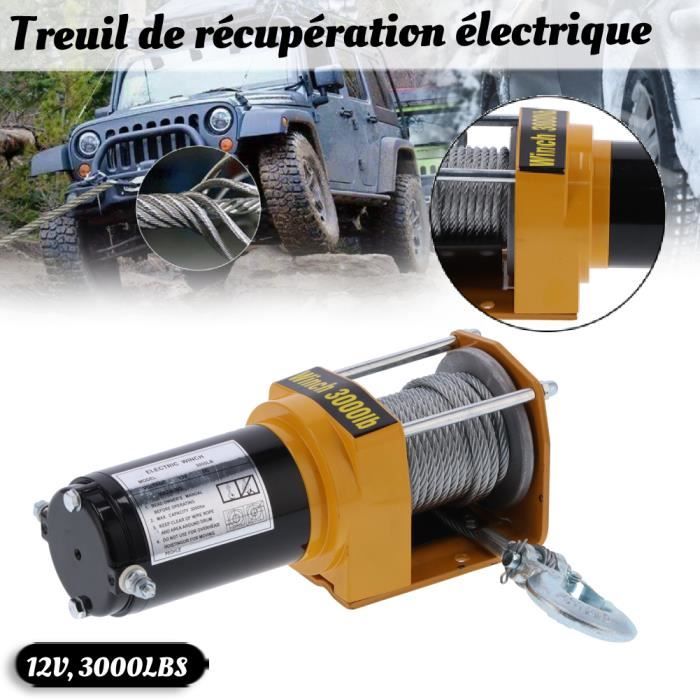Treuil électrique 12V 3000LB avec boîte de commande à câble et Sac à ...