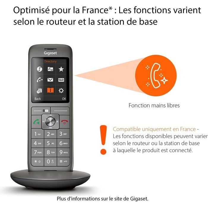 Téléphone fixe sans fil - SWROSE -CL660 Solo - Téléphone Fixe Sans Fil ...
