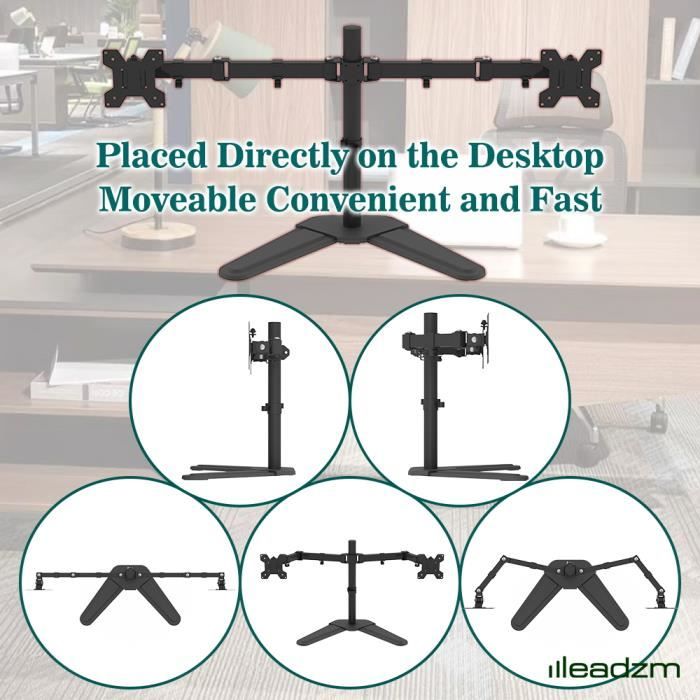 Support Ecran PC Double pour Moniteur 13-27 Pouces LED et LCD, Pivotant ...