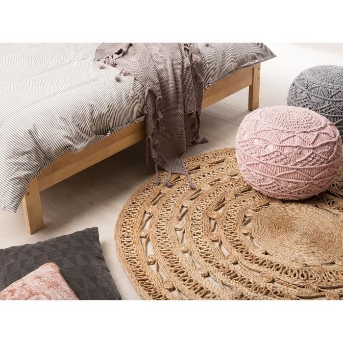 Tapis rond 140 cm en jute beige KERER - Cdiscount Maison