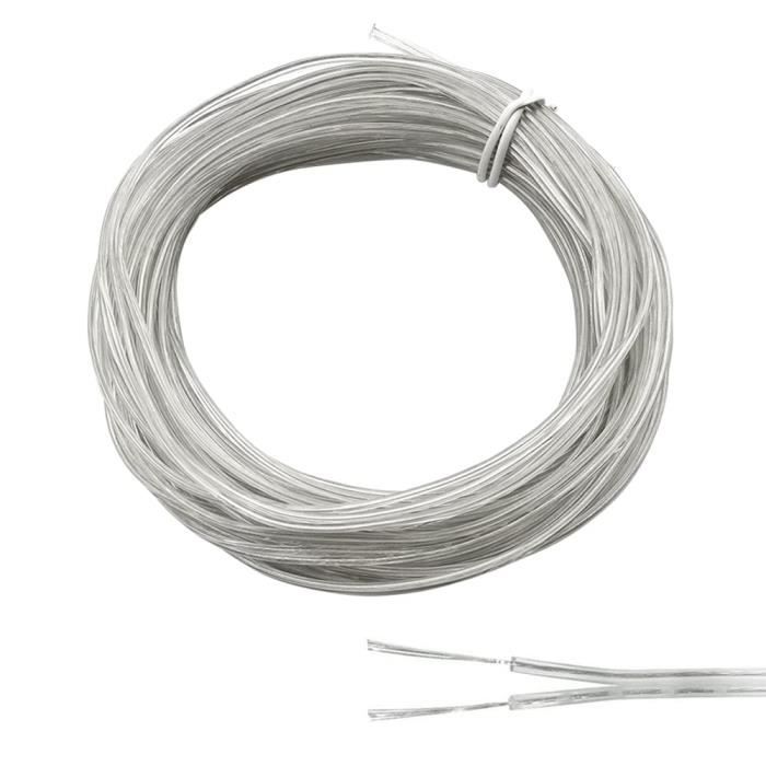 10M Fil Électrique Transparent 2 Fils,Plat Et Flexible Pvc Cuivre De ...
