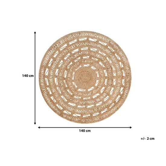 Tapis rond 140 cm en jute beige KERER - Cdiscount Maison