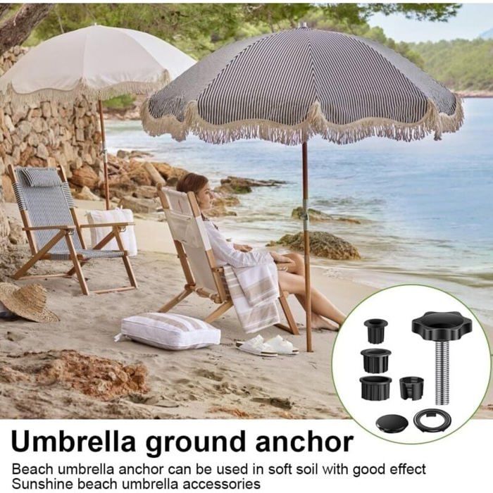 8 Pièces Anneaux de réduction pour Pied de Parasol Kit, Adaptateur de ...
