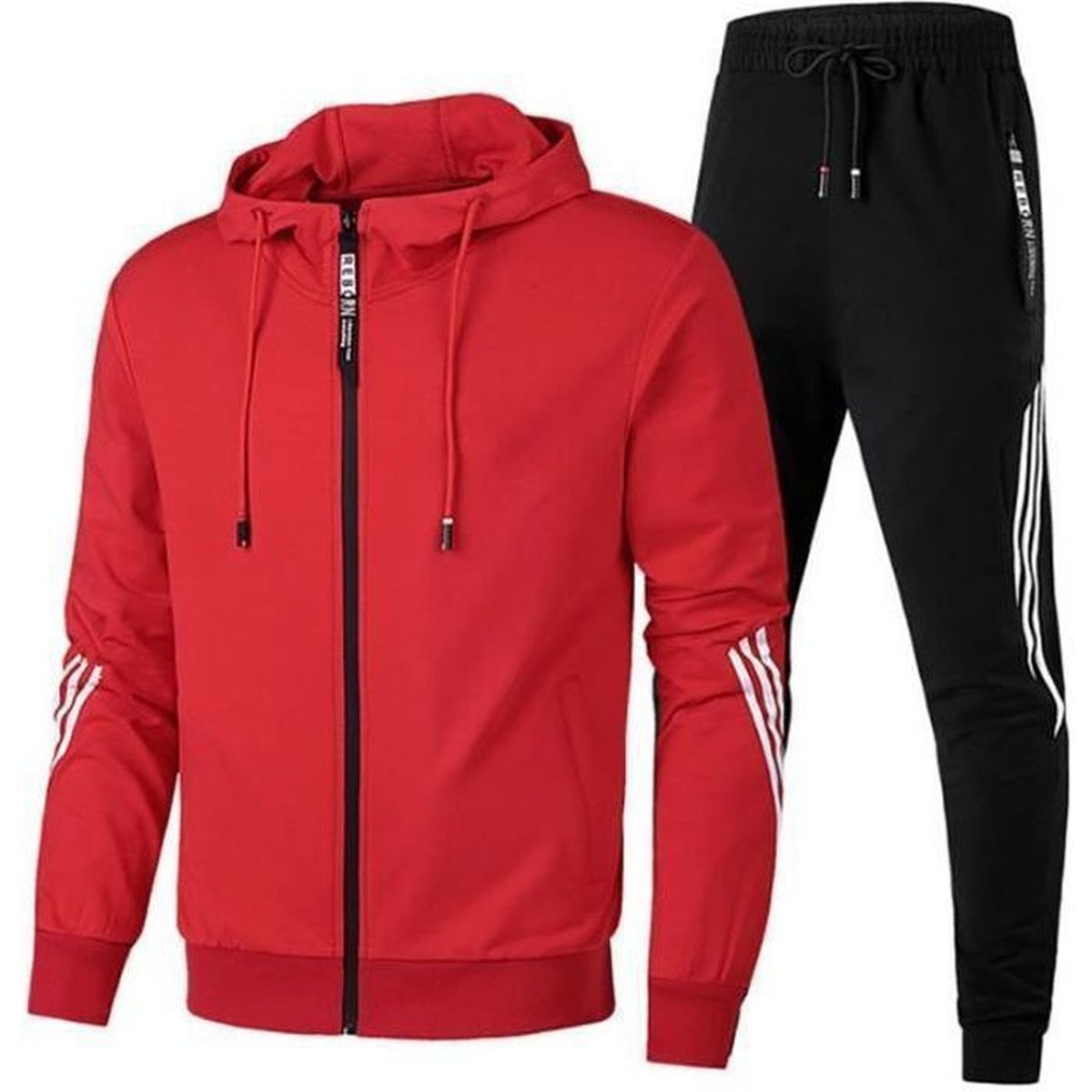 Survêtement Homme - Marque - 2 Pièces Ensemble Casual Sport Slim - Rouge - Manches longues ...