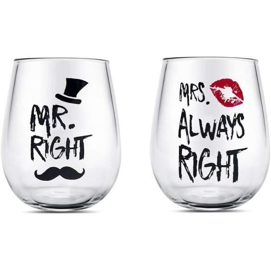 Verres Pour Couple, Mr Right And Mrs Always Right, Tasses De Mariage ...