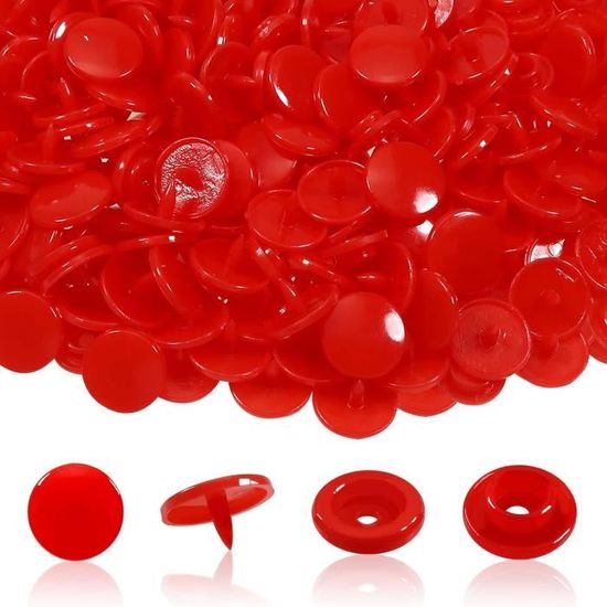 150 Ensembles Boutons Pressions Plastiques T5 12mm Rouge pour ...