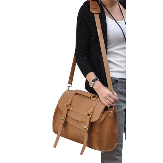 Pu Cuir Dame Sac À Bandoulière Messenger Bag Femmes Sac À Main_Brun ...
