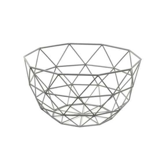 FRANDIS Corbeille à fruits - Triangles - 26x26x14cm - Gris clair mat ...