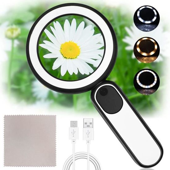 Loupe Grossissante 20X - SSS - Bi71 - Lentille en verre - LED à 3 modes ...
