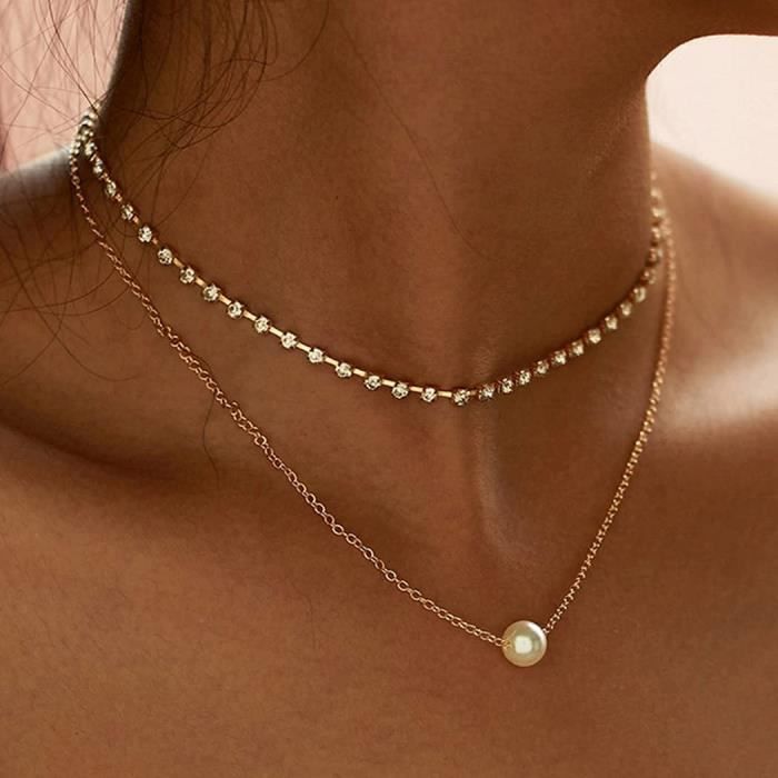 Boho cristal tour de cou couches colliers or perle pendentif collier ...