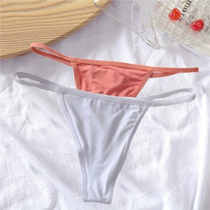 String sans couture en coton pour femmes,ensemble de 2 pièces,sous ...