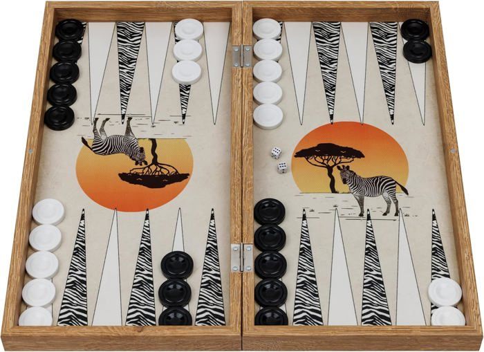 Zebra Illusions Design Backgammon Jeu De Société 48 Cm En Bois Avec Pions Acryliques Amis Et ...
