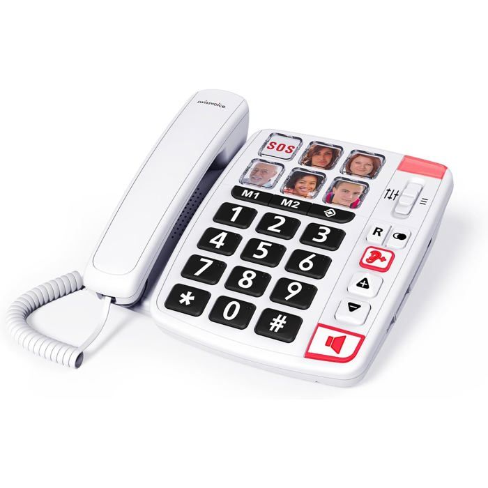 Téléphone fixe filaire grandes touches - SWROSE -SWISSVOICE Xtra 1110 ...