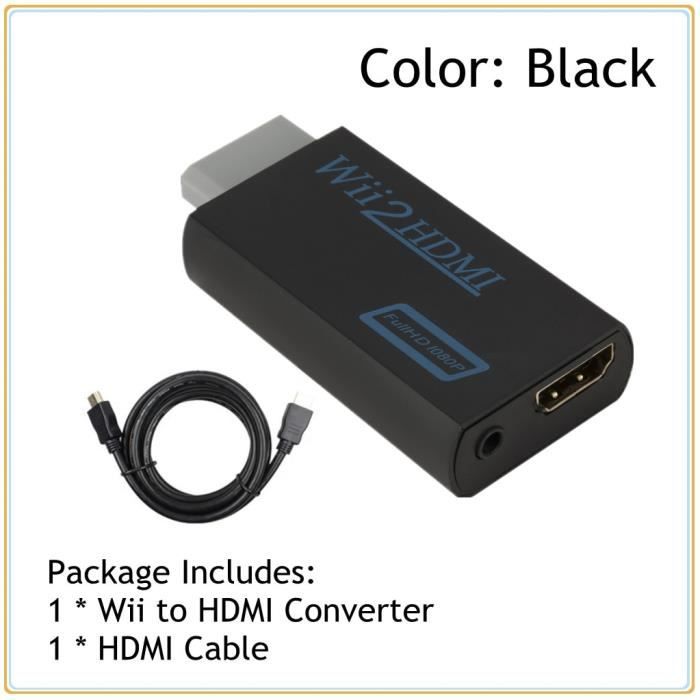 Wii à HDMI - Support noir 4K - Adaptateur de convertisseur de câble ...