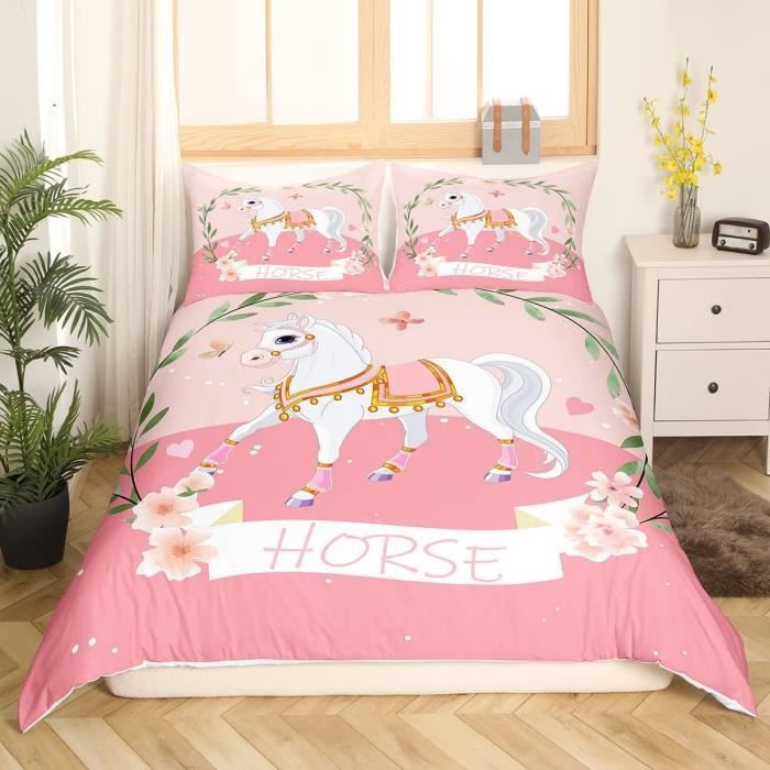 Cute Cheval Parure De Lit 140X200Cm Dessin Animé Cheval Au Galop Housse ...