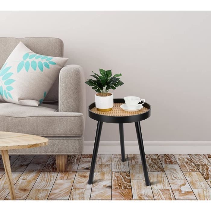 Table d'appoint ronde en rotin, petite table d'appoint, table de chevet ...