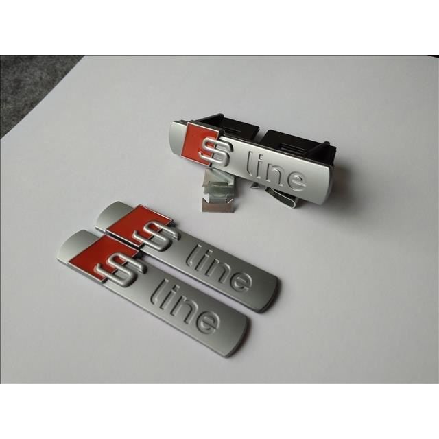Audi S line Grill Badge + 2Pcs S line Embleme Logo Aufkleber Mat Argent ...