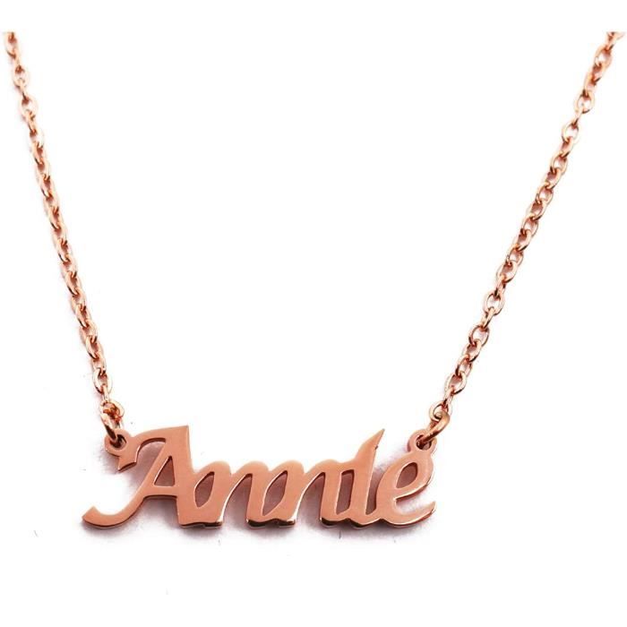 Annie Collier avec nom personnalise plaque or rose 18 carats Pendentif ...