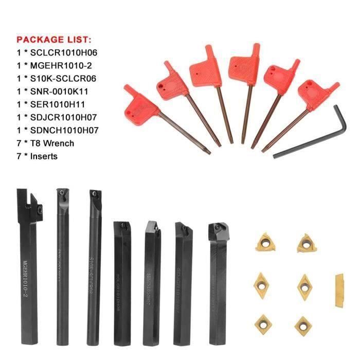 FUNNING-7pcs porte-outil de tournage de la barre ennuyeuse de tour mini ...