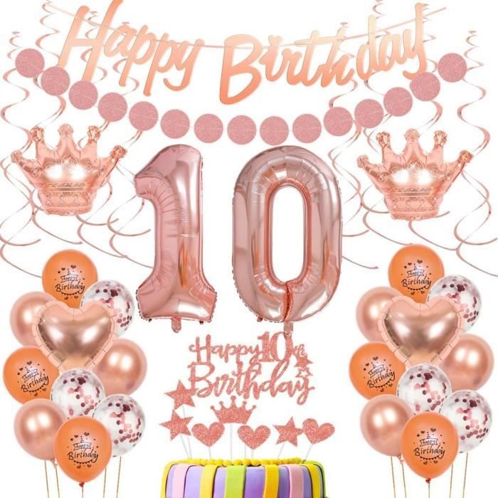 Decoration Anniversaire 10 Ans Fille, Ballon 10 Ans Anniversaire Fille ...