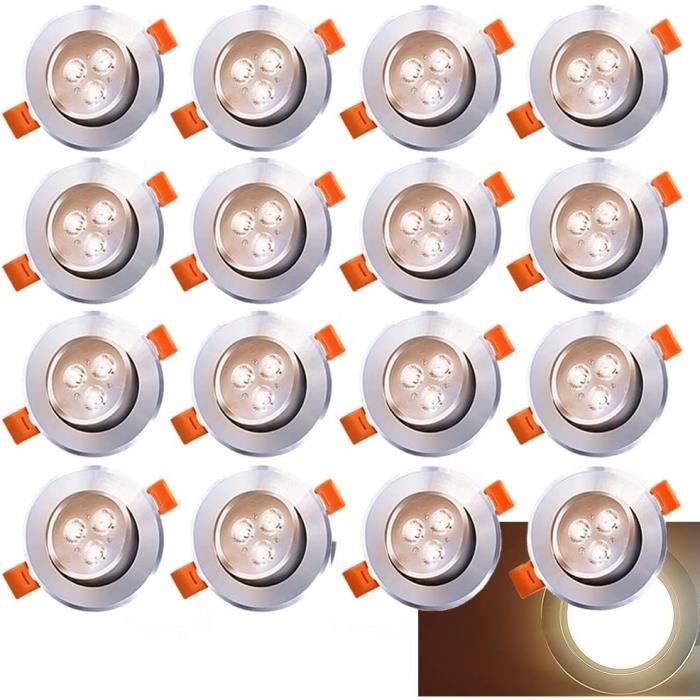 Lot de 20 Spots LED Encastrable Rotatif, 3W Spot Encastré Intérieur ...