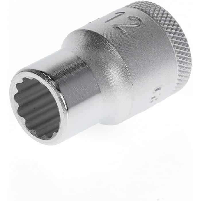 Douille, Entraînement 1-2" 12,5 Mm, 12 Pans, Diamètre 12 Mm, Outil, 19 12, Acier Chromé[J1535 ...