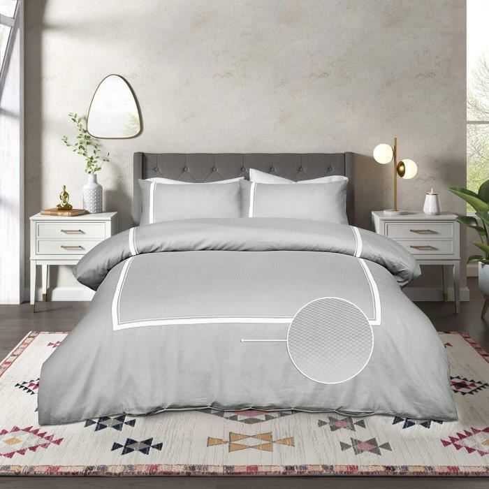 Chrono Parure De Lit Brodée De Qualité Hôtelière 100 % Coton Égyptien ...