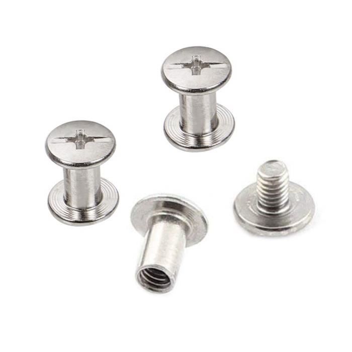 INCREWAY Lot de 30 rivets à vis Chicago plaqués nickel - 5 mm x 8 mm ...