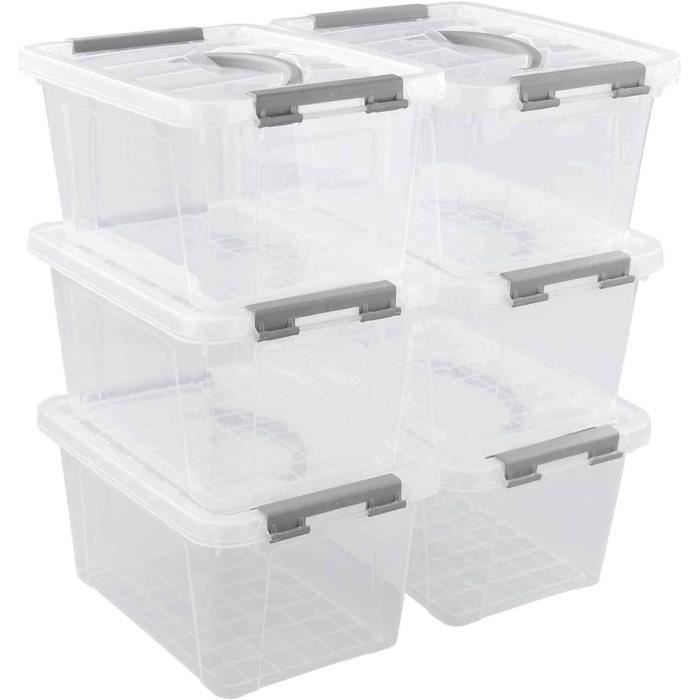 Ensemble de bacs de rangement en plastique transparent de 6 litres avec ...
