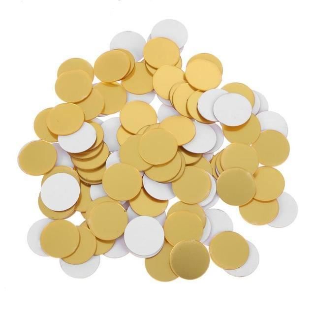 MIROIR,Gold--Autocollant Mural miroir 3D en cercle, 100 pièces, pour ...