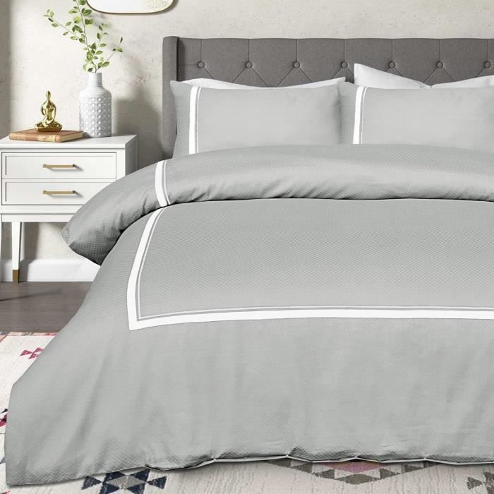 Chrono Parure De Lit Brodée De Qualité Hôtelière 100 % Coton Égyptien ...