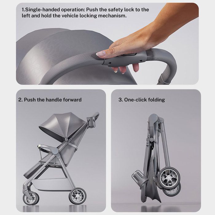 Poussette compacte pliable pour bébé, poussette de voyage légère avec ...