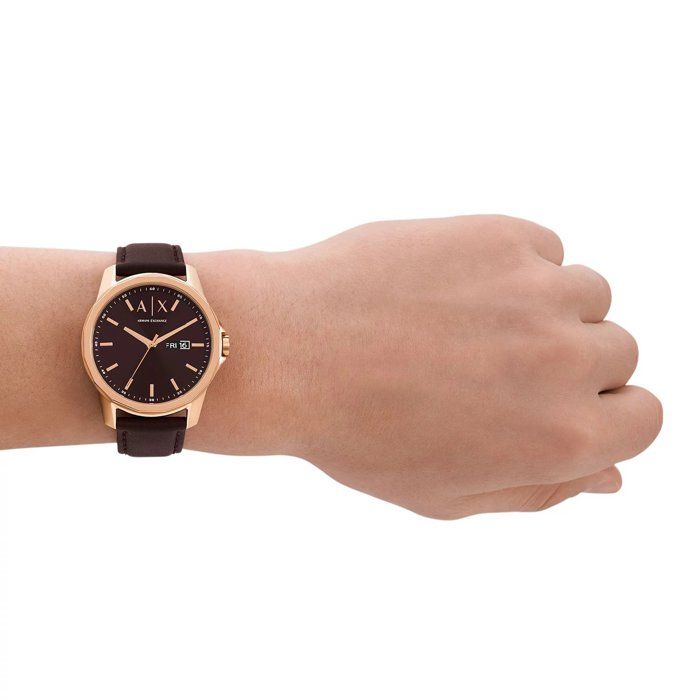Montre Armani Exchange AX1740 Cuir Marron 44 mm Resistante a l eau 5 bar Marron Classique Achat vente montre Homme Adulte Marron Cuir Neuf Cdiscount