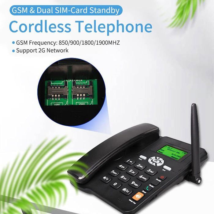 Téléphone fixe sans fil - SUTEO - Double carte SIM - GSM 850/900/1800 ...
