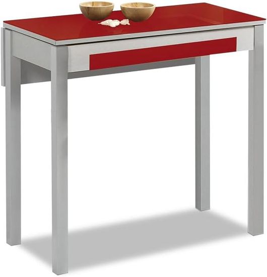 Table de Cuisine, Métal, Rouge, 90x50cm-extendida 90x70 cms.[G603 ...
