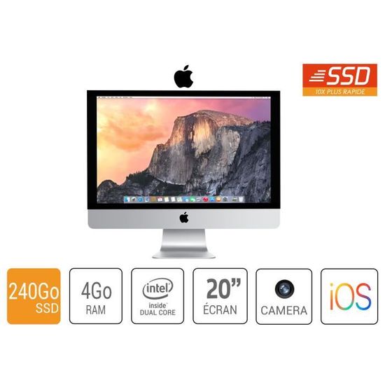 Imac apple a1224 20 pouce core 2 duo 4go ram 240 go disque dur SSD mac ...