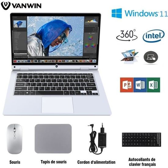 PC Portable 11.6" - VANWIN - Y116 - Intel Celeron N4020 - 8Go RAM - 256Go SSD - Windows 11 Pro ...